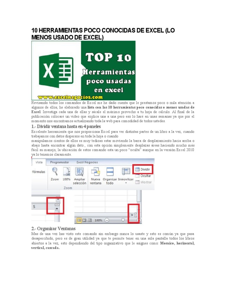 10 Herramientas Poco Conocidas De Excel Pdf Microsoft Excel Active X Data Objects