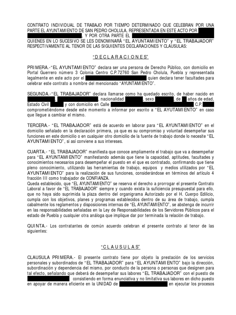 SPCH Fracc 16 Contrato Individual 16 | PDF | Tiempo de trabajo | Justicia