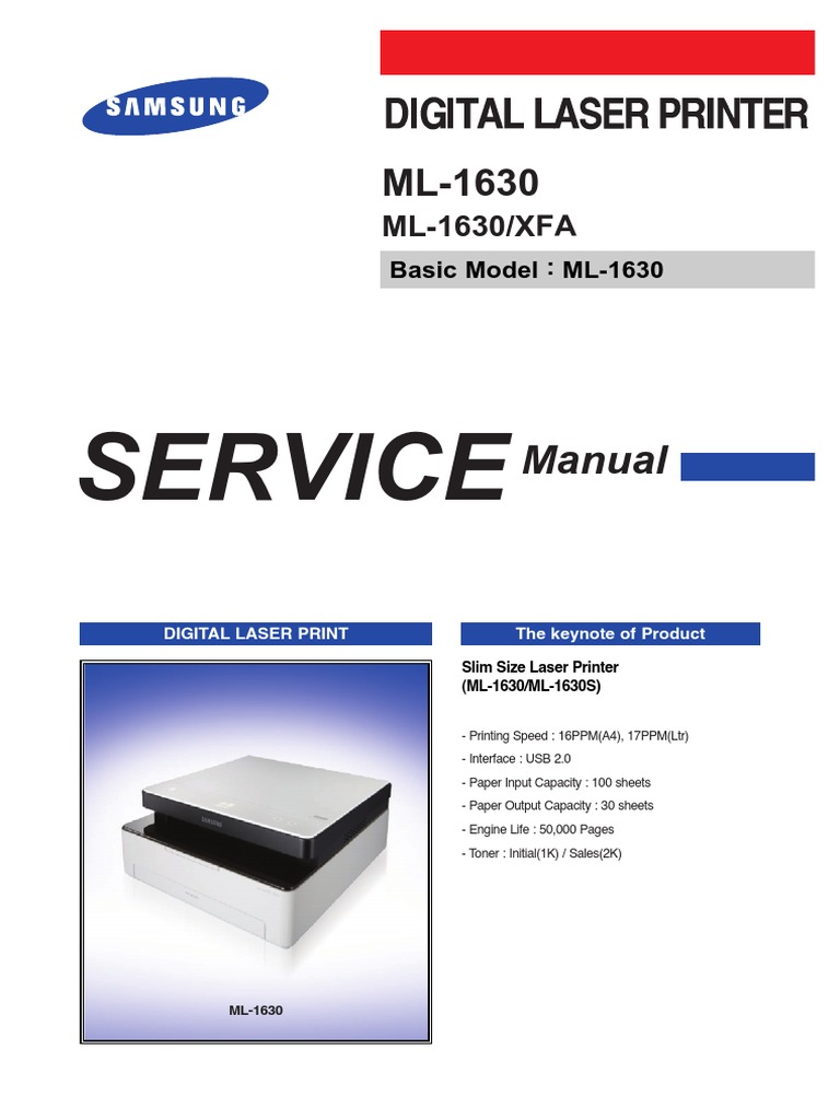 Samsung ml-1630 SM | PDF | Electrostatic Discharge | Printer (Computing)