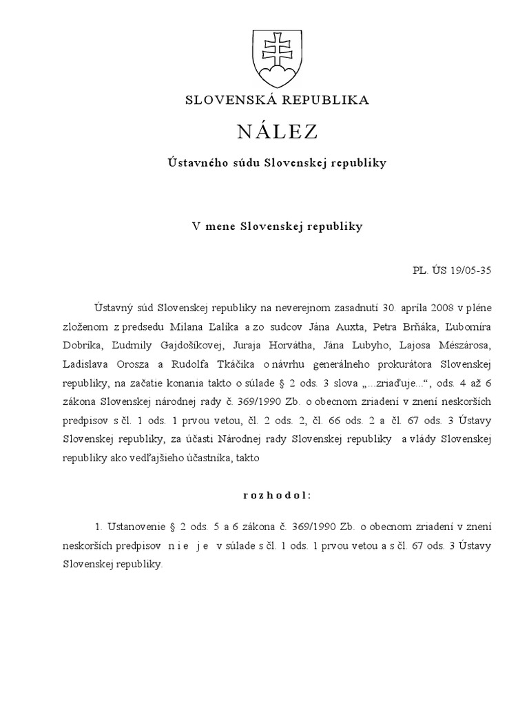 Rozhodnutie - Rozhodnutie PL. ÚS 19 - 05 | PDF