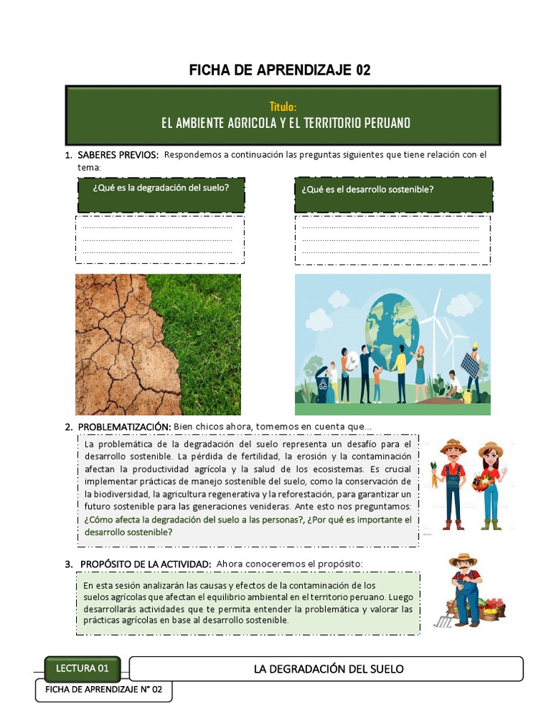 2 Ficha de Aprendizaje CCSS 4° Grado | PDF | Agricultura | Suelo