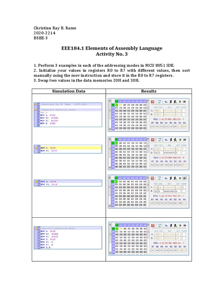 MCU 8051 IDE Assembly Tasks | PDF | Teaching Methods & Materials | Computers