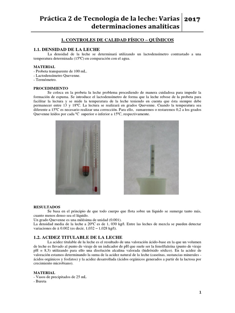 Determinaciones Leche | PDF | Leche | Ph