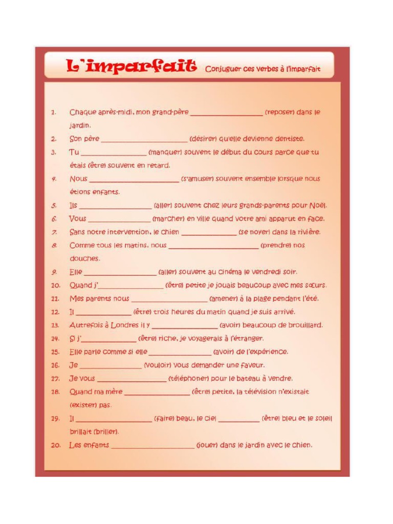 Exercices Imparfait | PDF