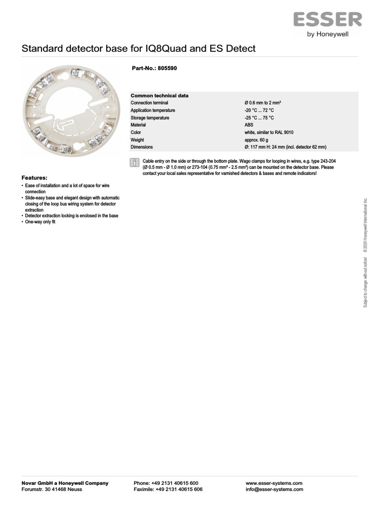 Standard Detector Base For IQ8Quad and ES Detect | PDF | Manufactured ...