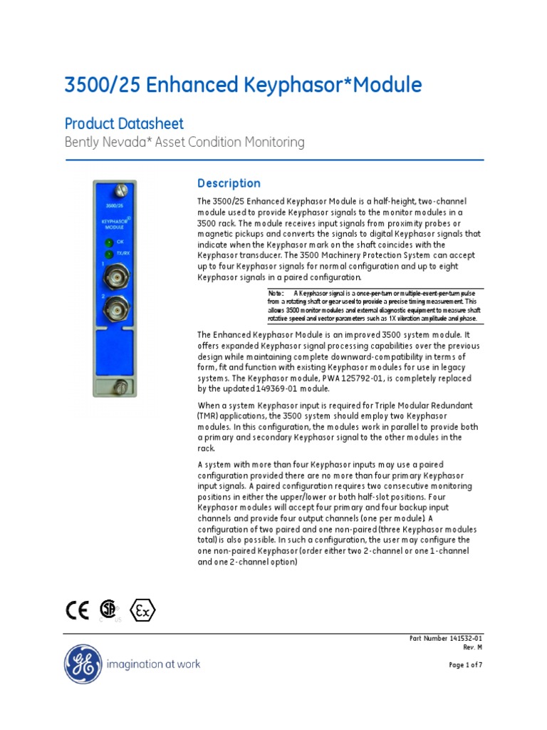 3500/25 Enhanced Keyphasor Module: Product Datasheet | PDF | Hertz ...