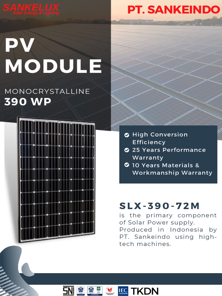 Spesifikasi Panel Surya Kap. 390 WP - Sunkeilux | PDF | Solar Panel ...