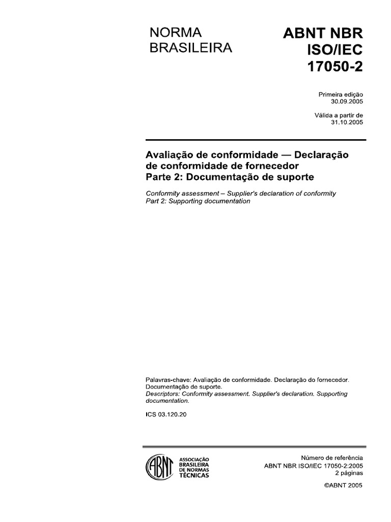 NBR ISO-IEC 17050-2 - 2005 - Avaliação de Conformidade - Declaração de ...