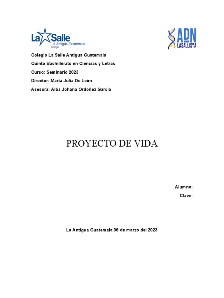 Carátula Proyecto de Vida | PDF