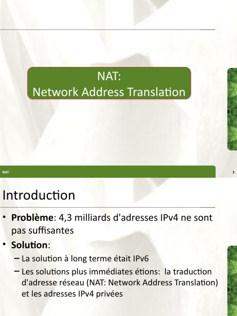 Nat: Network Address Translation | PDF | I Pv6 | Protocoles réseau