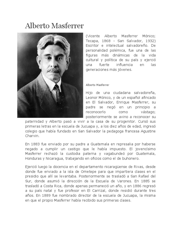 Biografia de Alberto Masferrer, Jorge Ricardo Isaac Ferrer | PDF