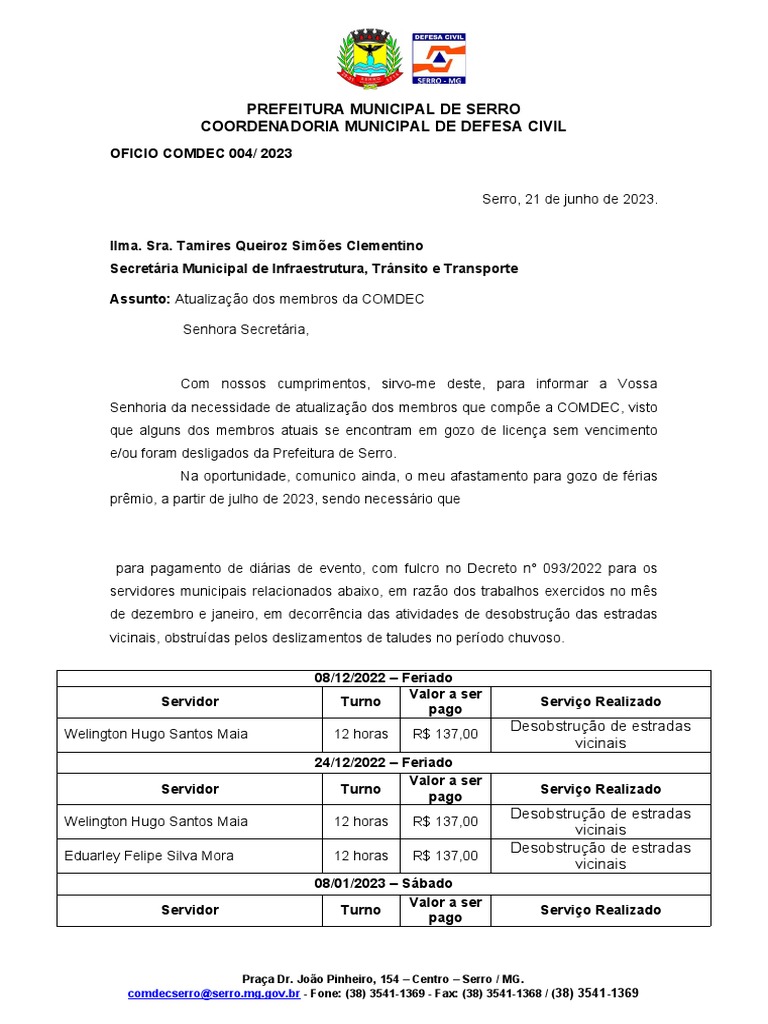 Oficio 04 Defesa Civil | PDF