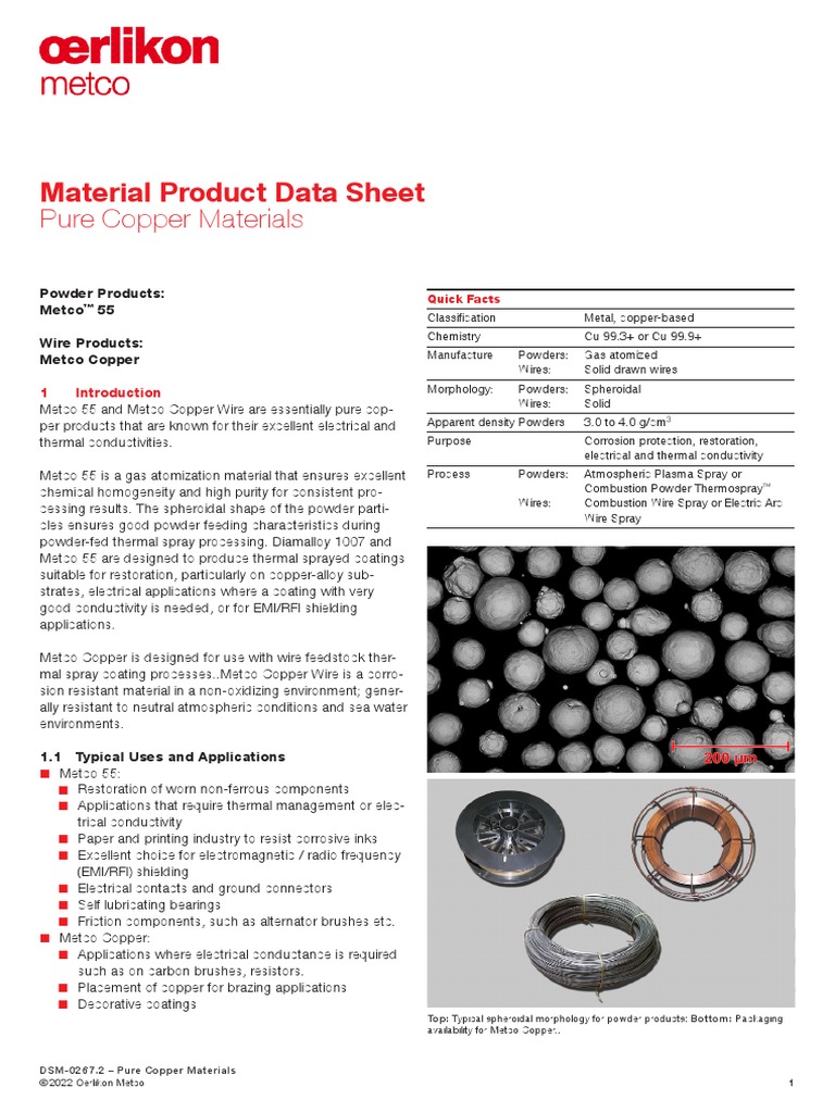 Ficha Tecnica Cobre Pure Copper | PDF | Copper | Electrical Resistivity ...