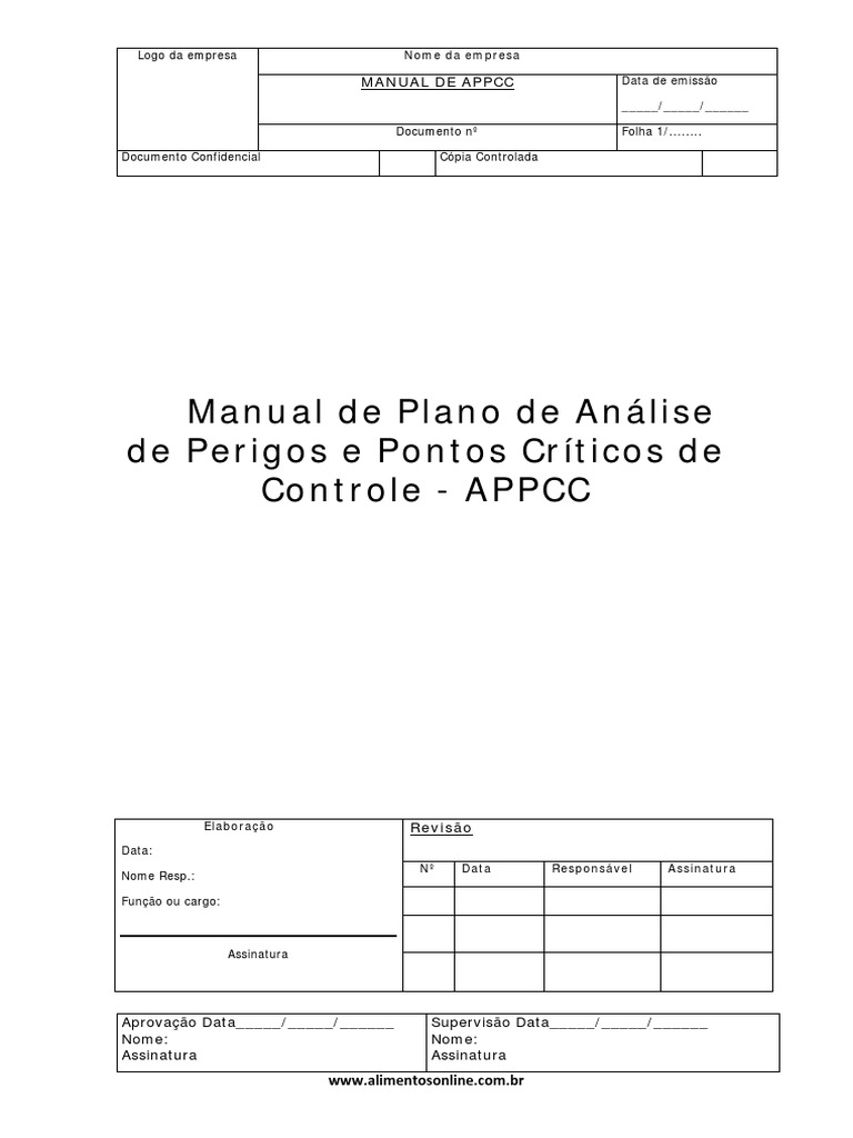 Manual APPCC | PDF | Análise de perigos e pontos críticos de controle ...