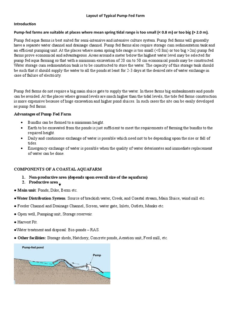 Overview of Pump-Fed Farm Layout | PDF | Water | Tide