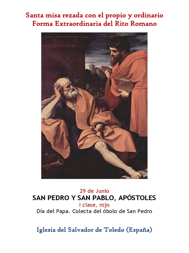 29 De Junio San Pedro Y San Pablo Apóstoles Propio Y Ordinario De La