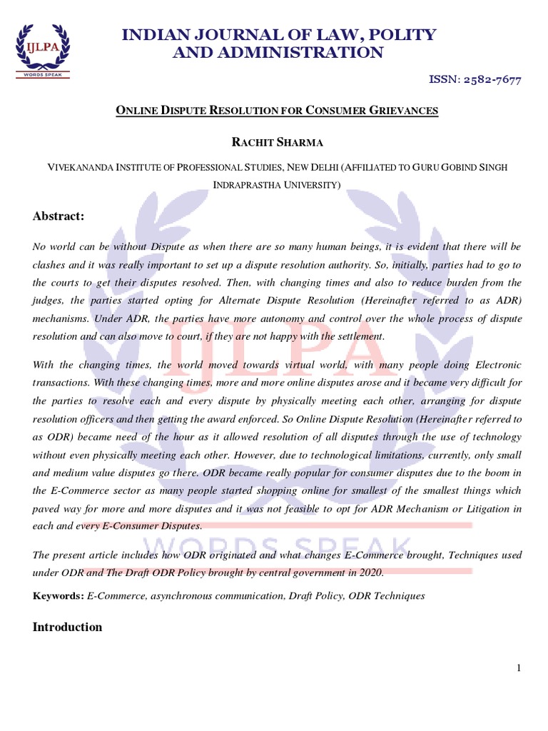 Article Published - ODR | PDF | Alternative Dispute Resolution | Mediation