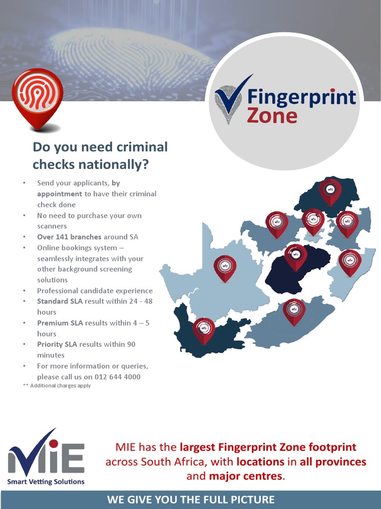 MIE Fingerprint Zone Locations in SA | PDF