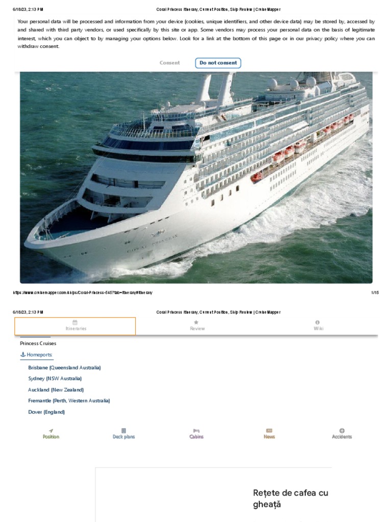 Coral Princess Current Itinerary & Position | PDF | Shipping | Water ...