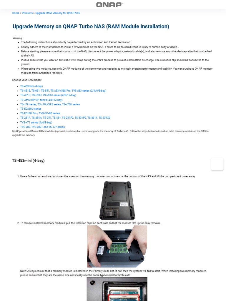 Upgrade Memory On QNAP Turbo NAS (RAM Module Installation) : TS-453mini ...