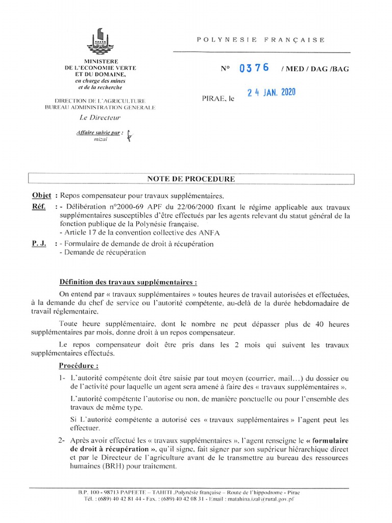 Procédure - Repos Compensateur | PDF