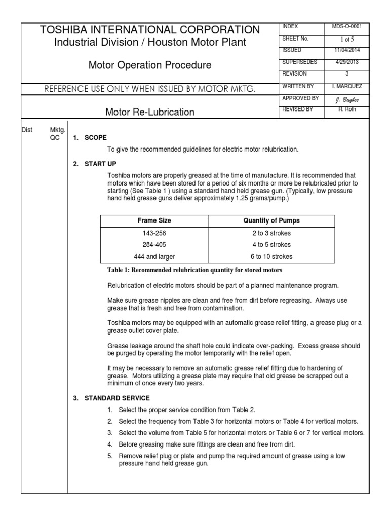 Motor Lubrication Instructions Rev 3 | PDF | Pump | Bearing (Mechanical)