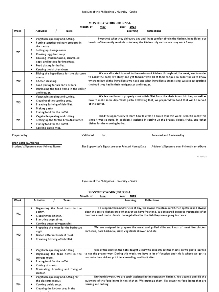 OJT Journal | PDF | Cooking | Grilling