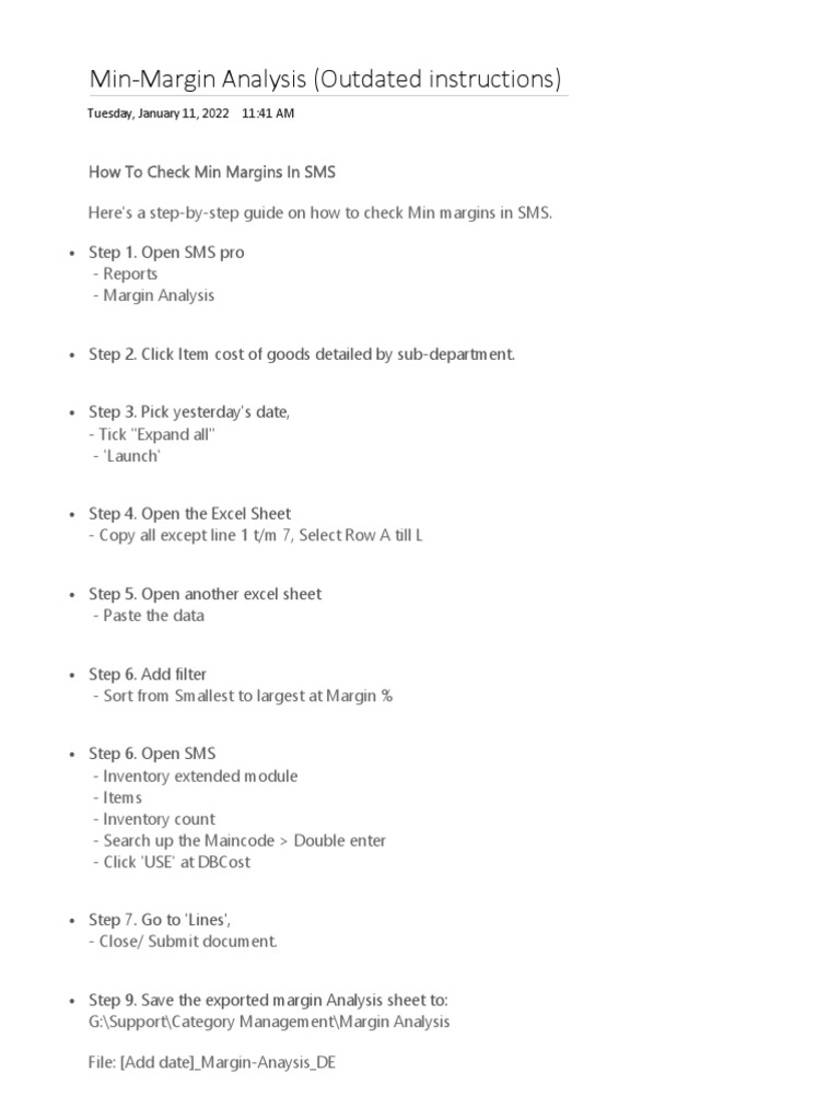 Min-Margin Analysis Guide for SMS | PDF | Computers