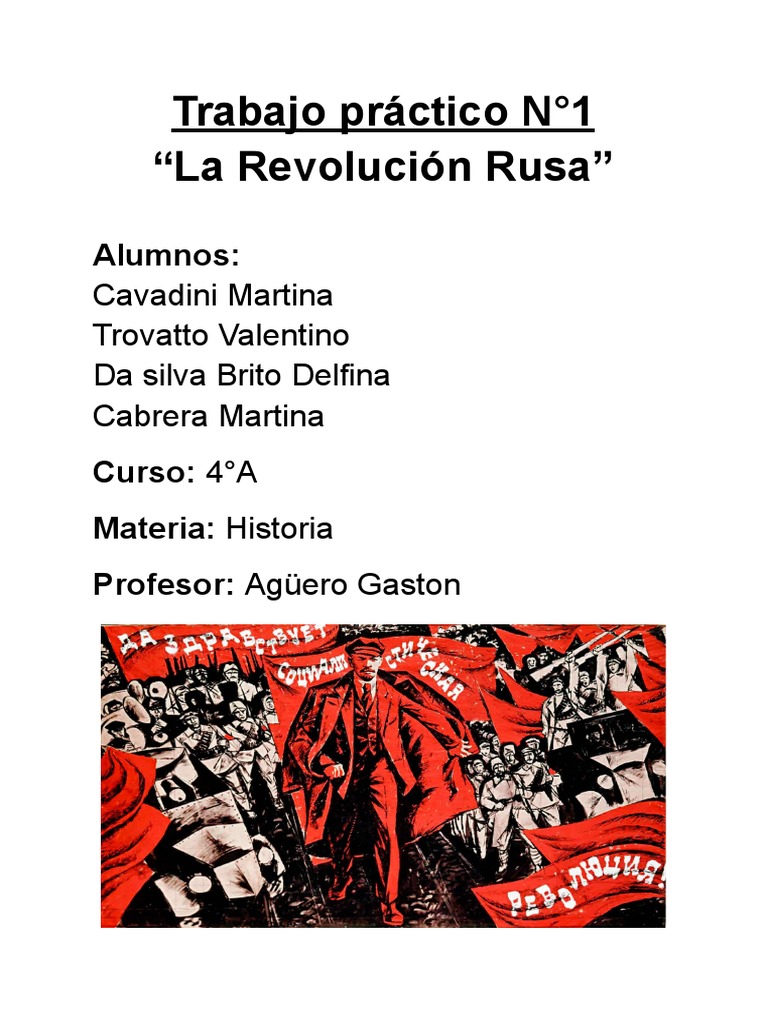 Trabajo Practico N°1 - La Revolucion Rusa | PDF | Vladimir Lenin | Imperio ruso
