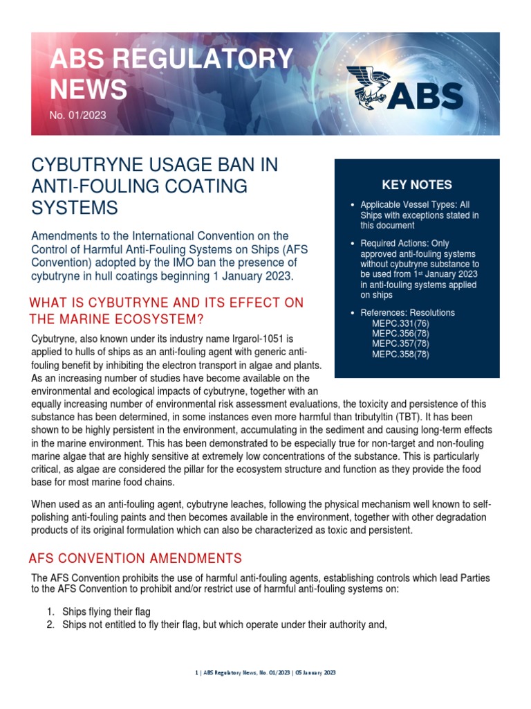 AFS Convention - Ban On Cybutryne in Hull Coatings-2023 | PDF | Environmental Issues | Natural ...