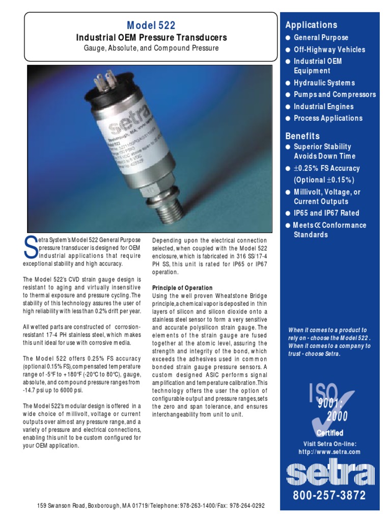 Sensor de Presion 522 | PDF | Electrical Engineering | Applied And Interdisciplinary Physics