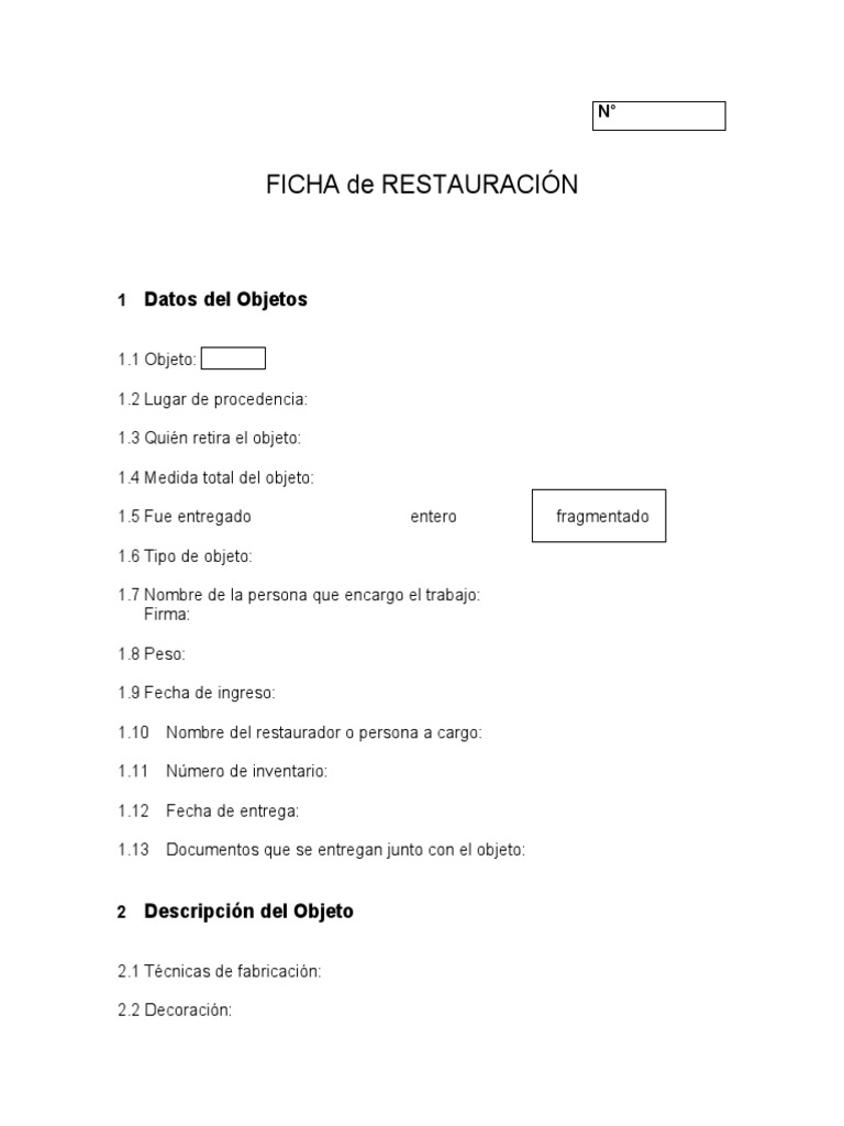 FICHA de RESTAURACI N | PDF