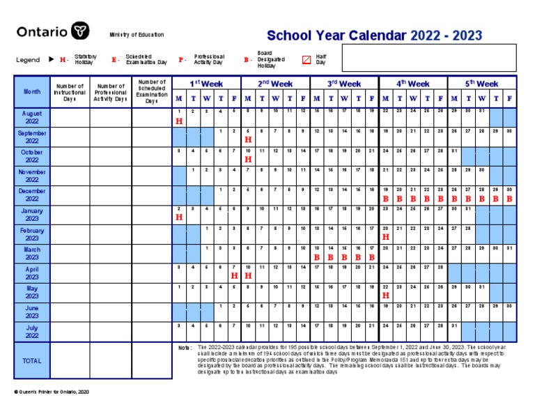 2022-2023 School Year Calendar | PDF