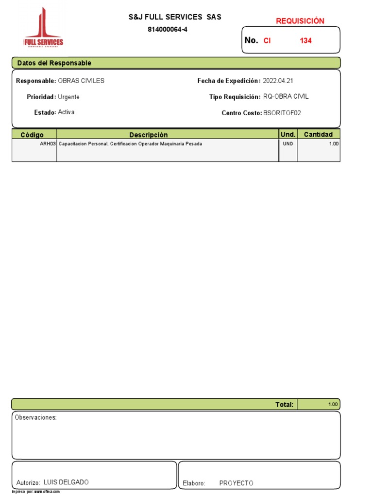 Req. Ci 134 - Certificacion Operador Motoniveladora | PDF