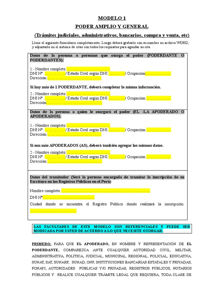 Modelo 1 - Poder Amplio y General | PDF | Bancos