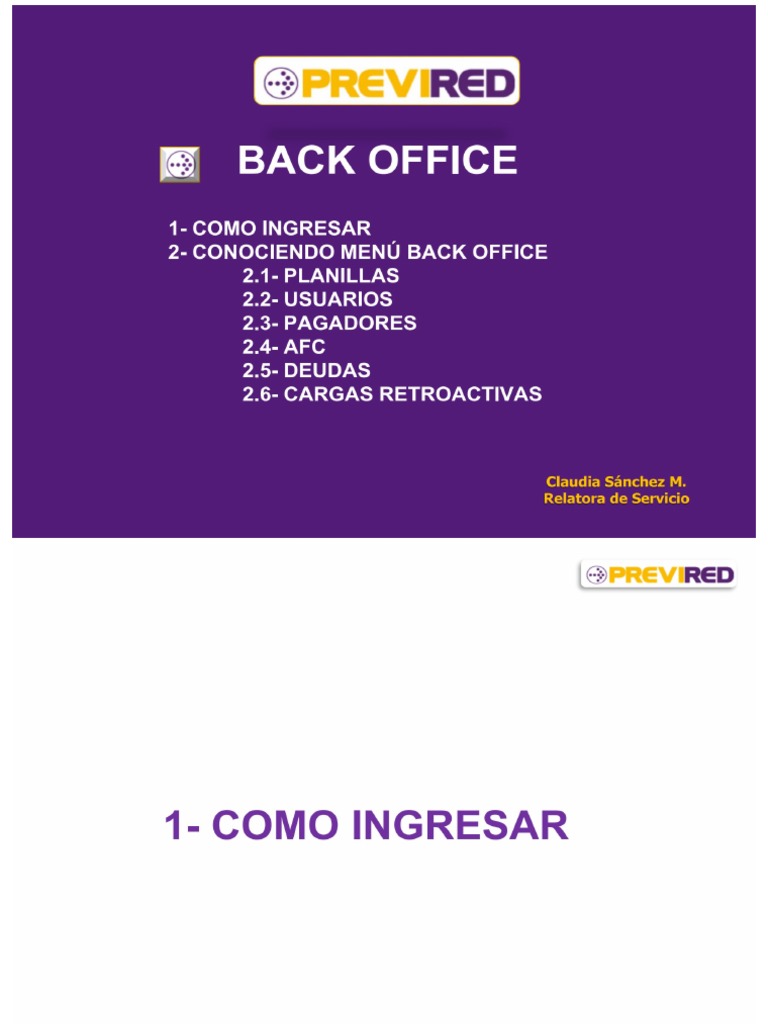 PreviRed - Conociendo Sistema BACK OFFICE | PDF