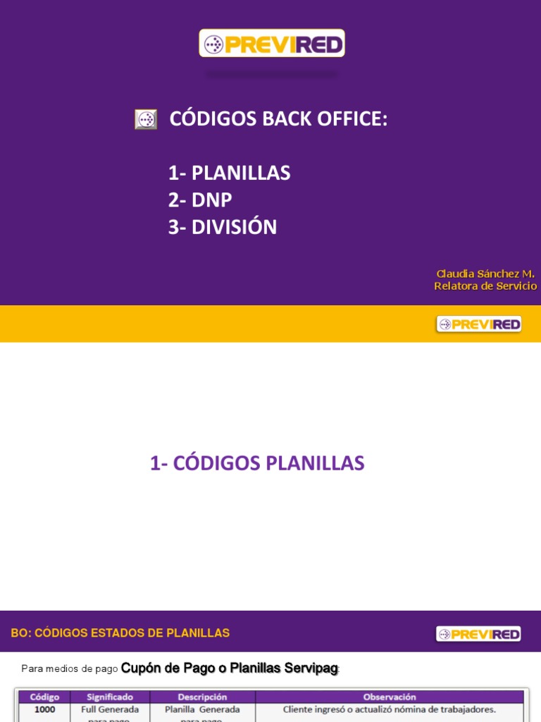 Códigos Back Office Post Venta | PDF