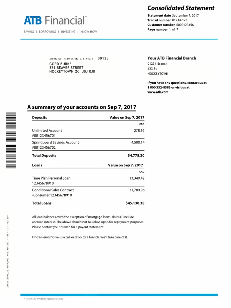 ATB Financial Statement Sample | PDF