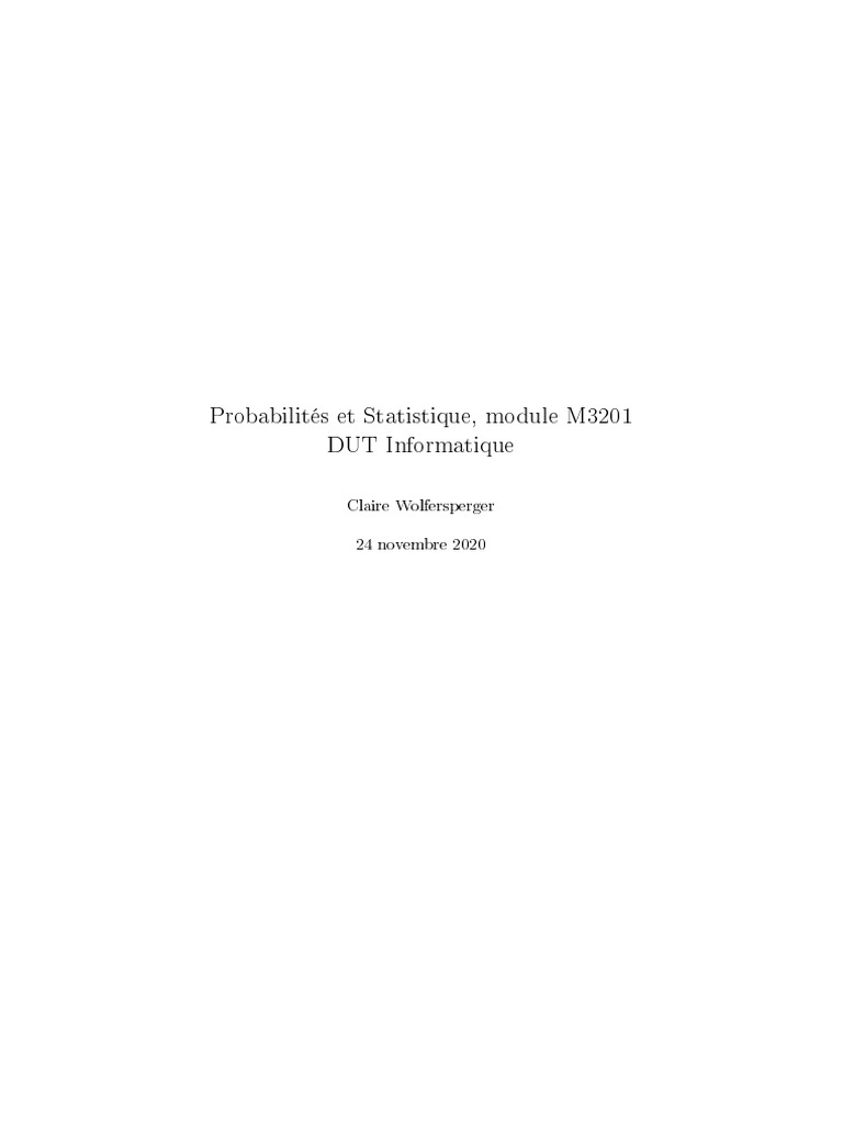 Introduction aux Probabilités et Statistiques | PDF | Loi normale | Loi ...