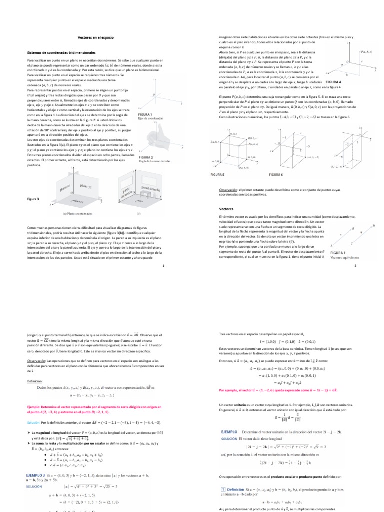 Teoría Vectores en El Espacio | PDF | Vector Euclidiano | Sistema coordinado