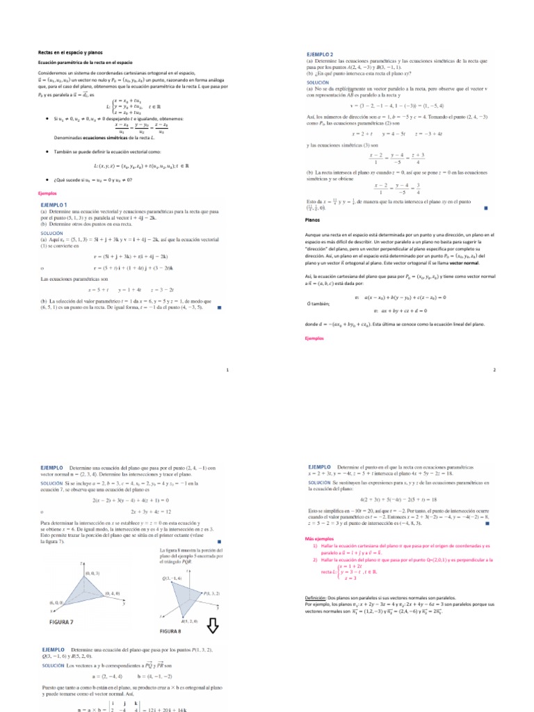 Teoría Rectas en El Espacio y Planos | Descargar gratis PDF | Geometria plana) | Vector Euclidiano