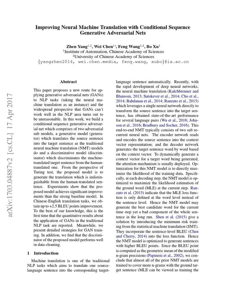 Improving Machine Translation With Conditional Sequence Generative ... Improving Machine Translation With Conditional Sequence Generative ...