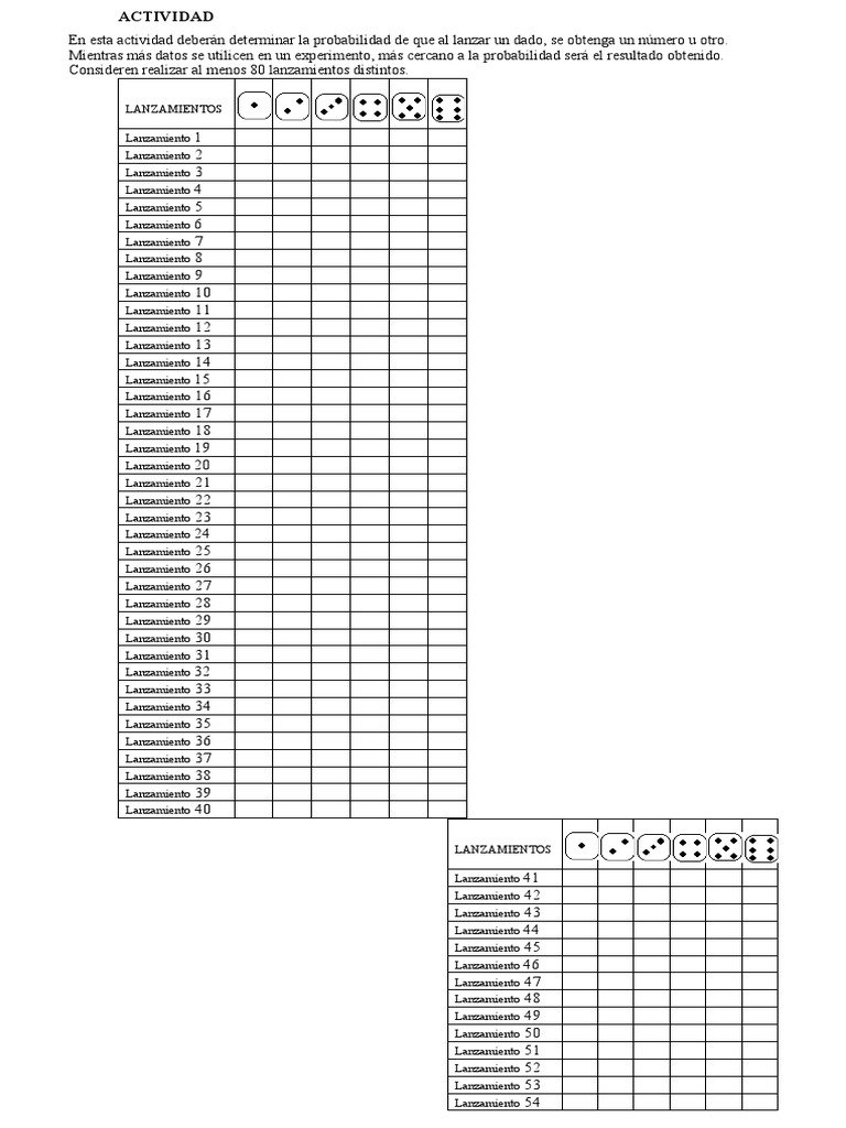 Actividad de Probabilidad Dado | PDF