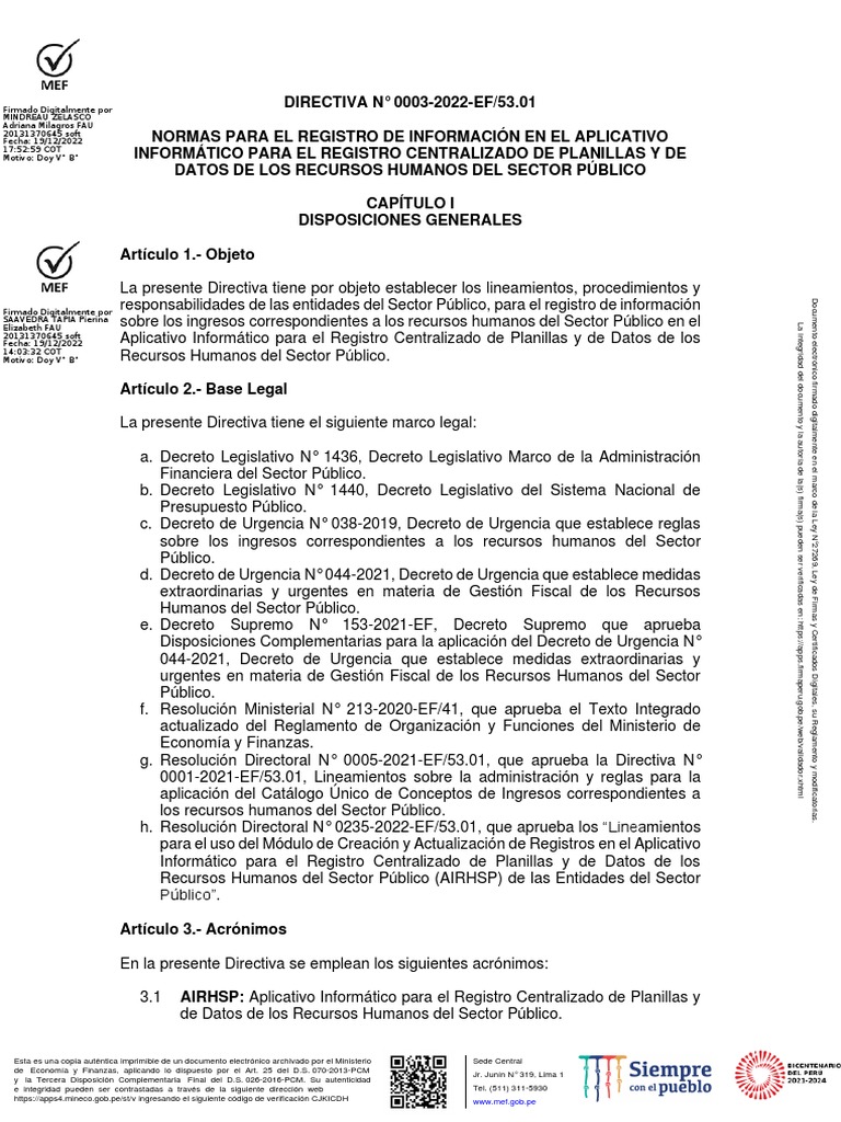 Directiva 0003-2022 AIRHSP | PDF | Pensión | Presupuesto Directiva 0003-2022 AIRHSP | PDF | Pensión | Presupuesto