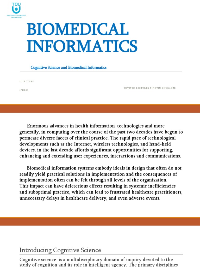 II Lecture - Cognitive Science and Biomedical Informatics | PDF | Cognitive Science | Expert