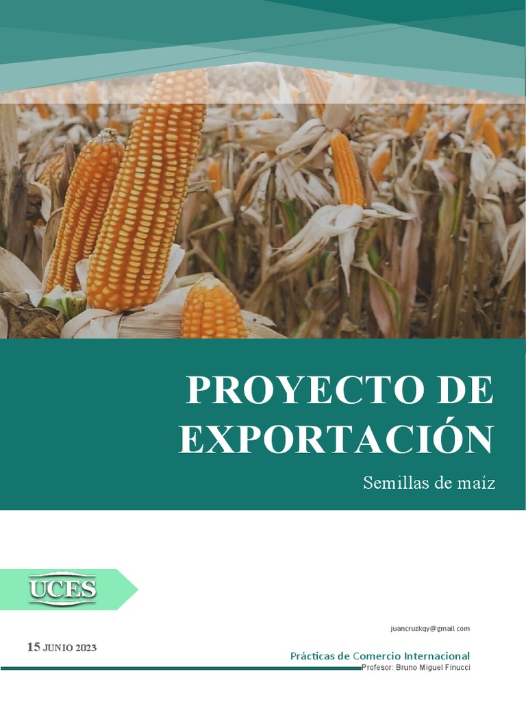Inicio Proyecto de Exportación | PDF | Maíz | Logística