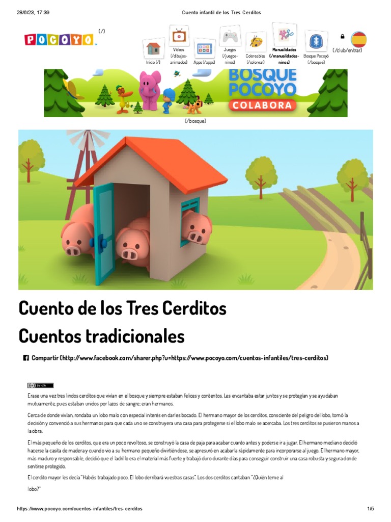 Cuento Infantil: Los Tres Cerditos | PDF | Caperucita Roja