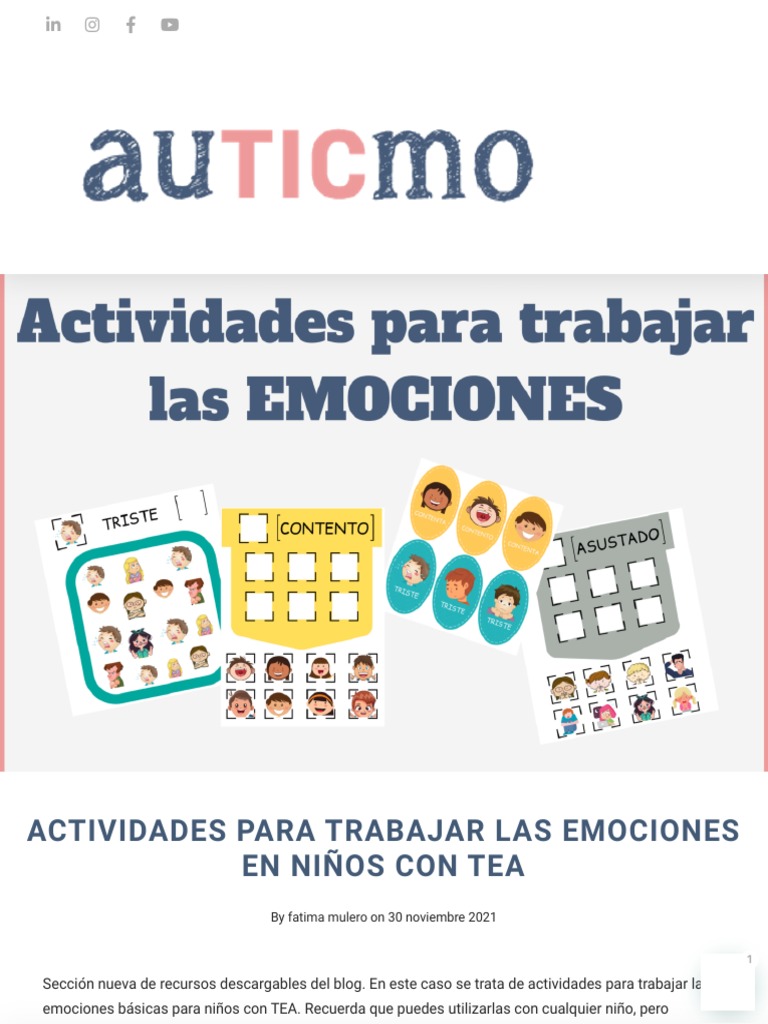 ACTIVIDADES para Trabajar Las EMOCIONES en Niños Con TEA - Auticmo ...
