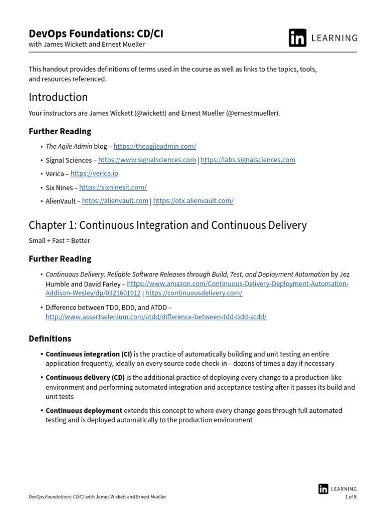 Devops Foundations Cd Ci Pdf Test Driven Development Product Development