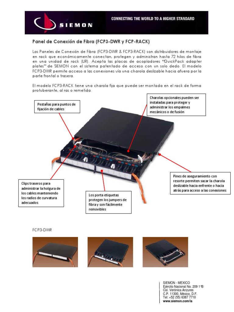 SIEMON FCP3 Fiber Connect Panel Spec Sheet - Español | PDF | Carros ...